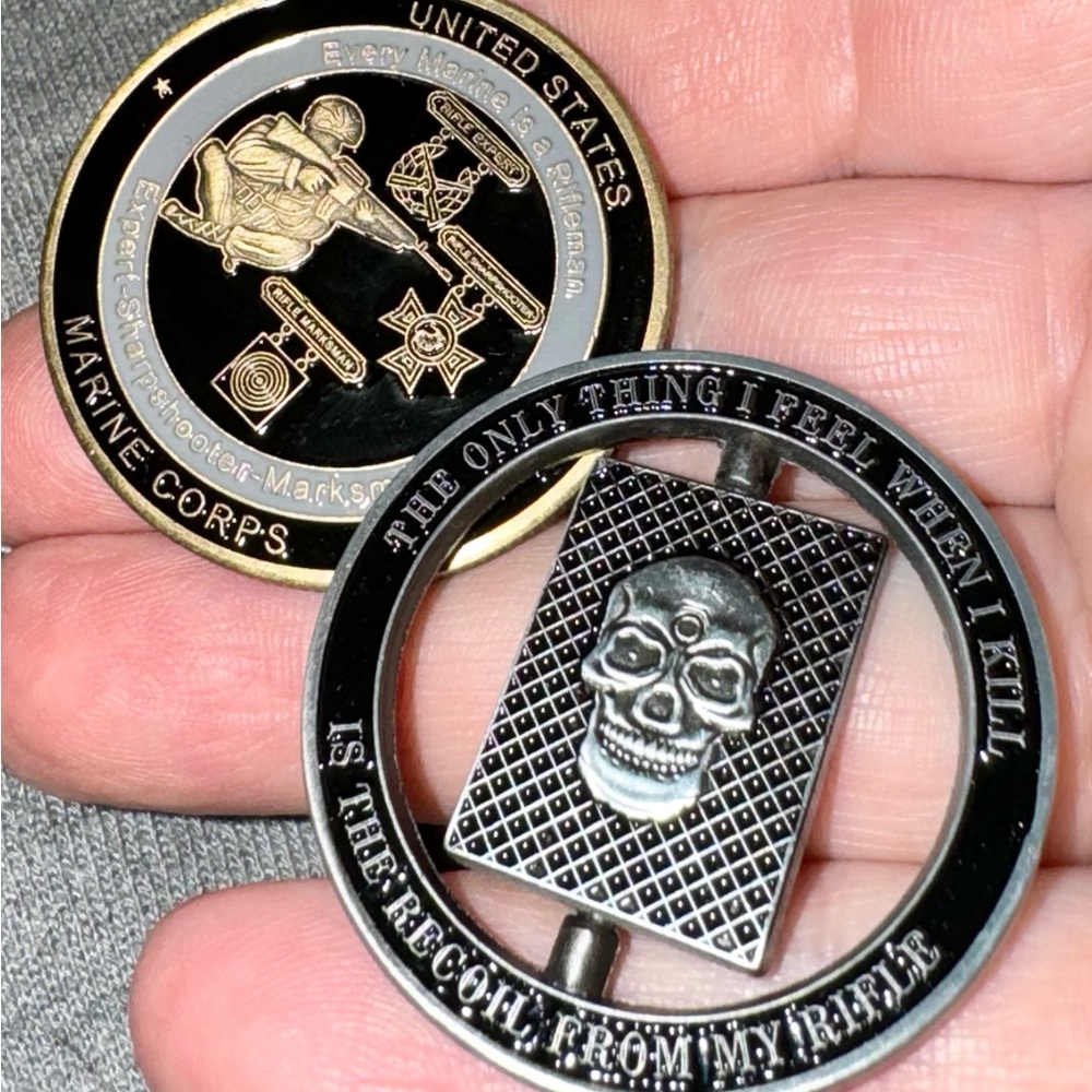 USMC Every Marines a Rifleman and Spinning skull ace … - Gem
